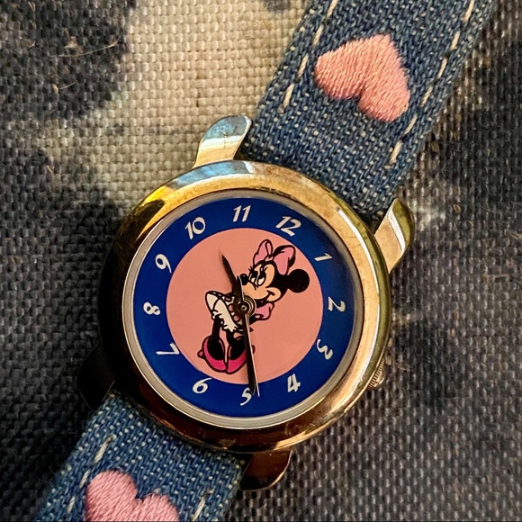 Disney | Accessories | Vintage Disney Minnie Mouse Denim Girl Watch ...
